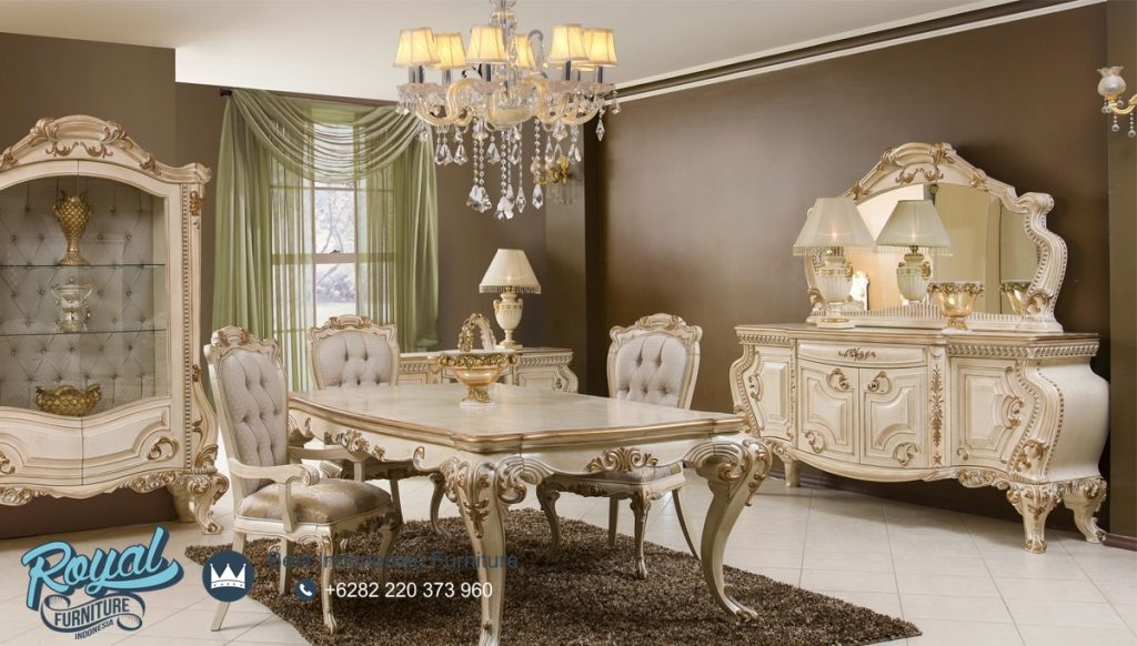Model Meja Makan Mewah Modern Turky Style Ukiran Jepara Terbaru - Royal Furniture