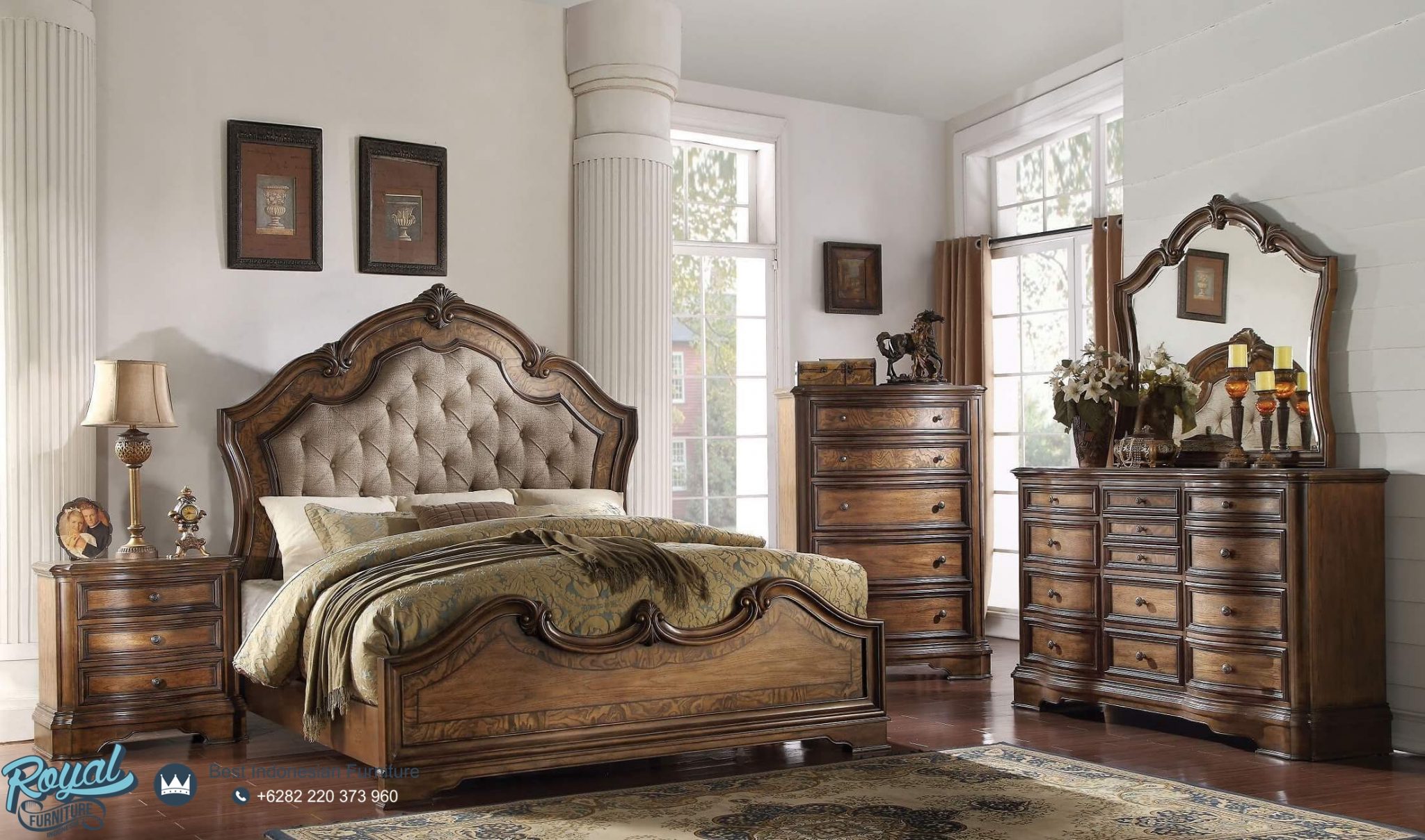 Set Kamar Tidur Jati Klasik Minimalis Terbaru Brishland - Royal Furniture