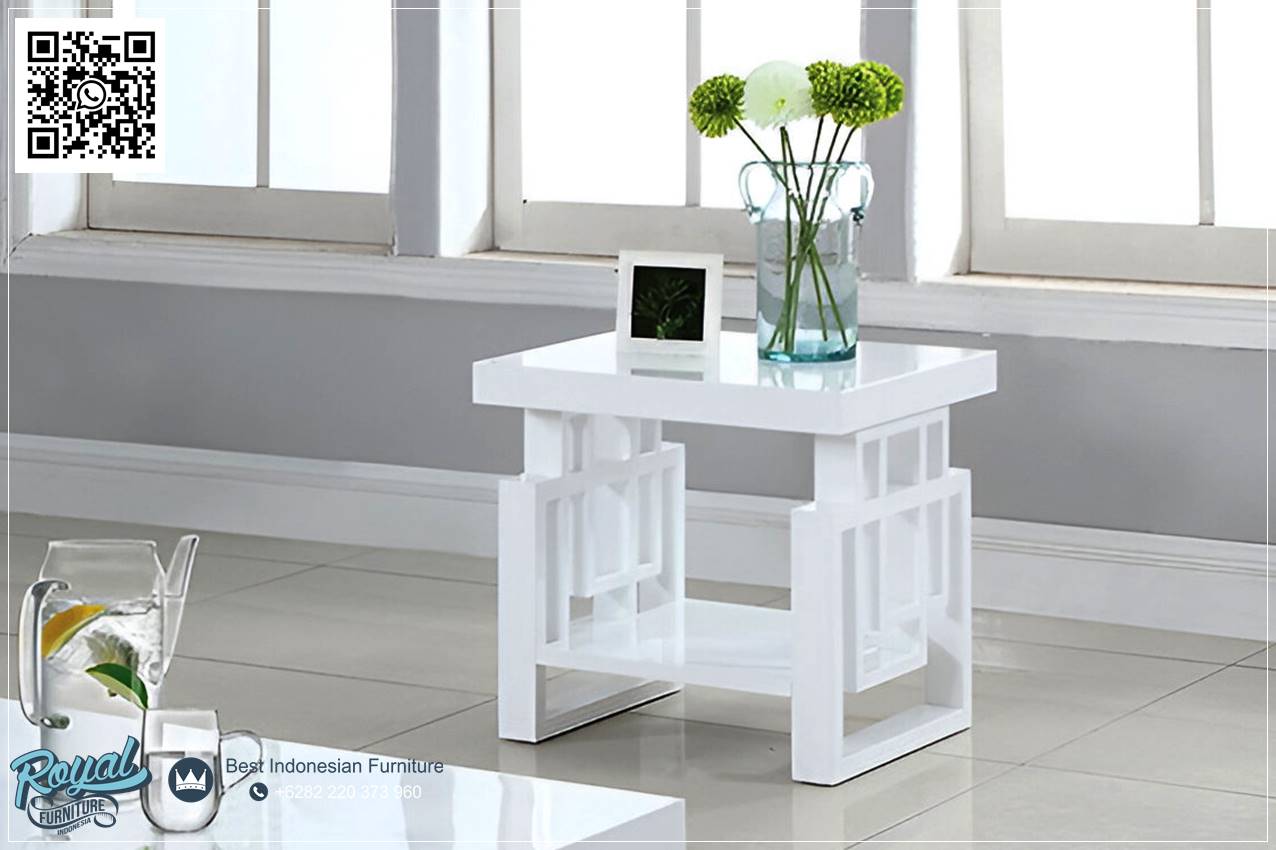 Full 1 Set Model Meja Ruang Tamu Terbaru White Duco